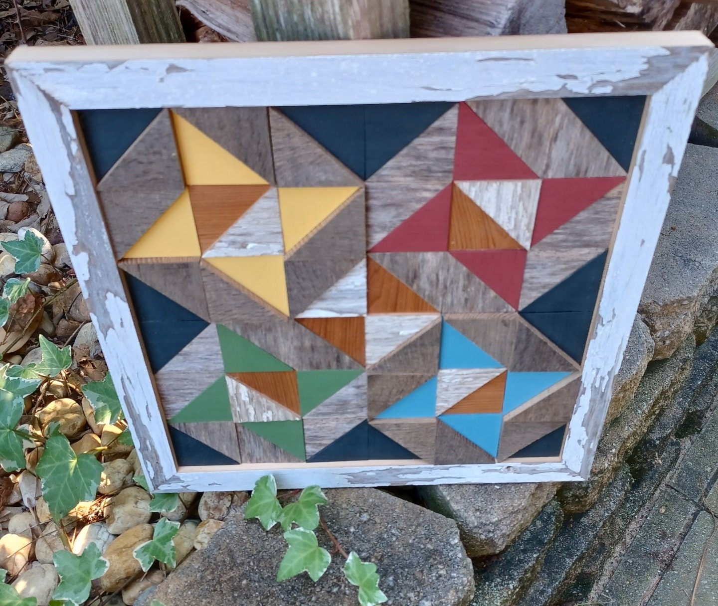 Wood Block Wall Art/small Wood Quilt Square/wall Decor Barnwood Quilt ...