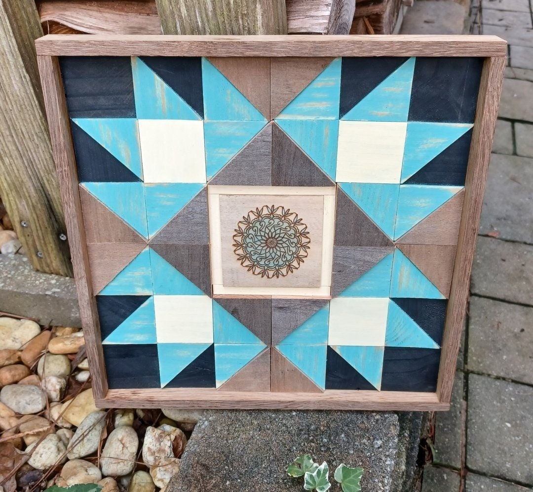 Wood Block Wall Art/small Wood Quilt Square/wall Decor Barnwood Quilt ...