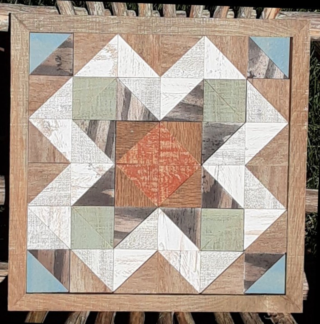 Wood Block Wall Art/small Wood Quilt Square/wall Decor Barnwood Quilt ...