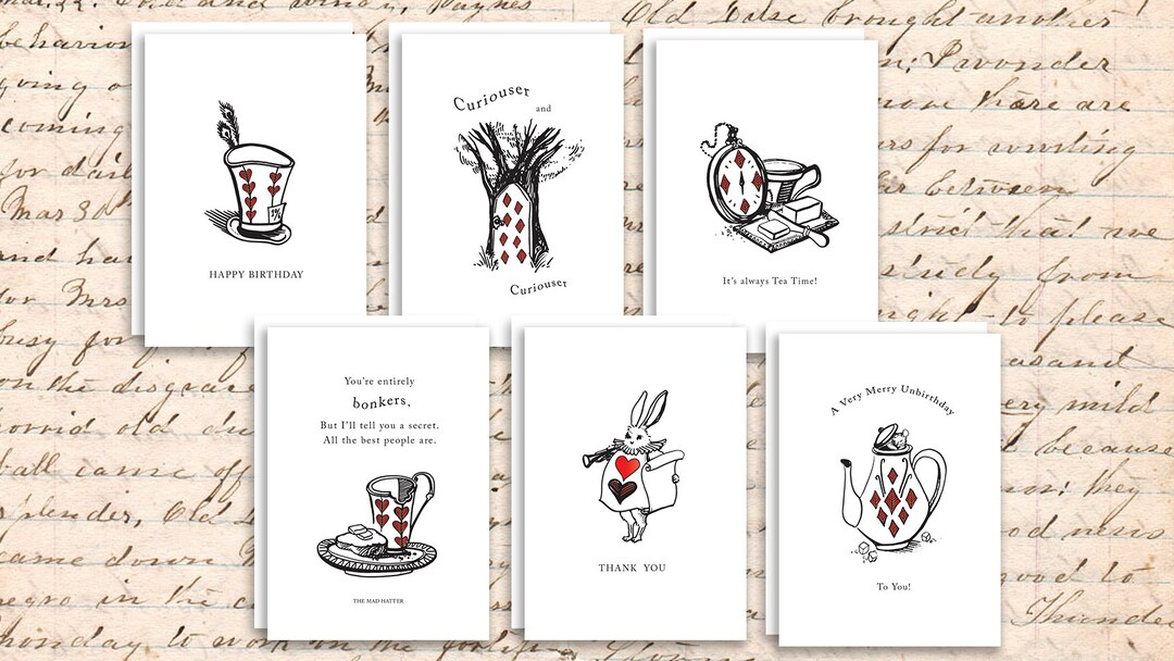 Alice in Wonderland Greeting Card Set - Etsy