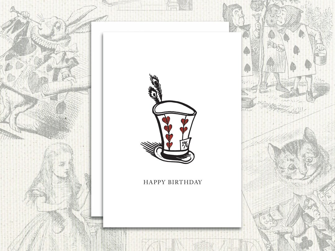 Alice in Wonderland Birthday Card: Mad Hatter Whimsical Greeting (A6 ...