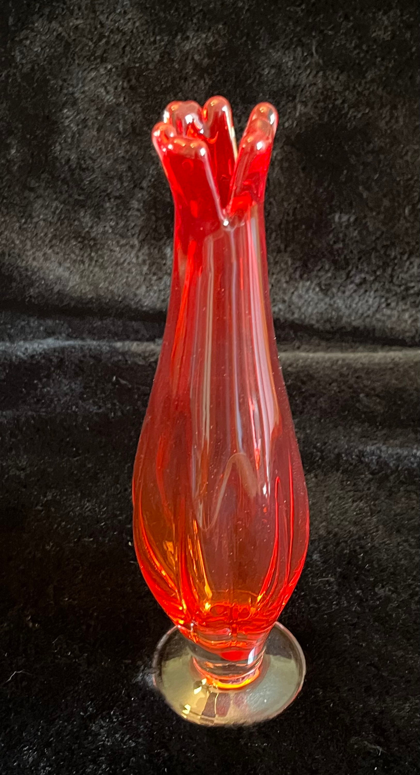 Vintage MCM Lefton Glass Swung Bud Vase Red/orange Made in Japan 9.25 ...