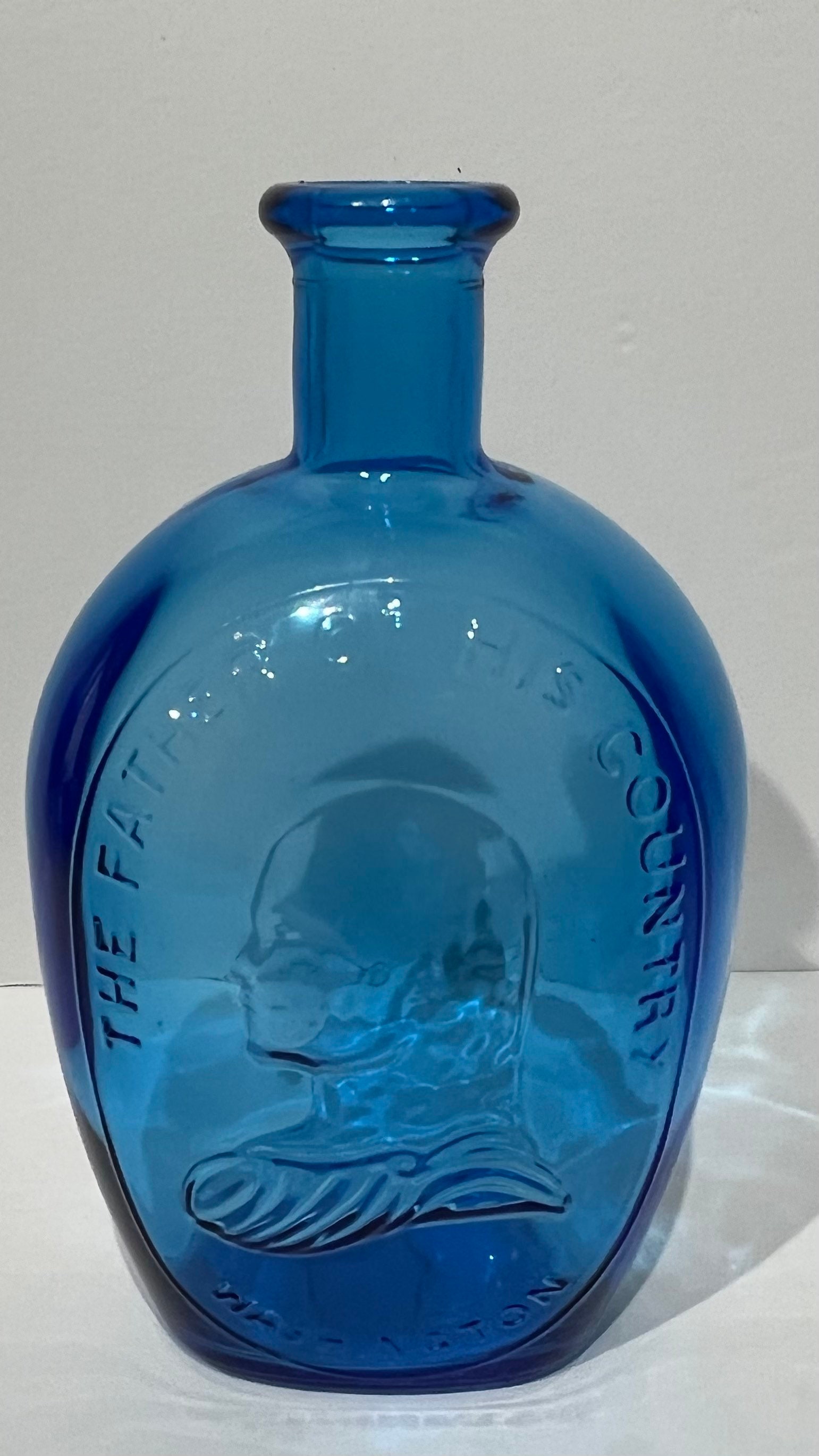 Vintage WHEATON GLASS BOTTLE George Washington Bottle Blue Vintage ...