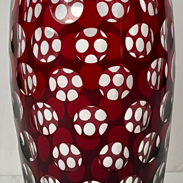 Ruby Glass Cut to Clear Vase - Etsy