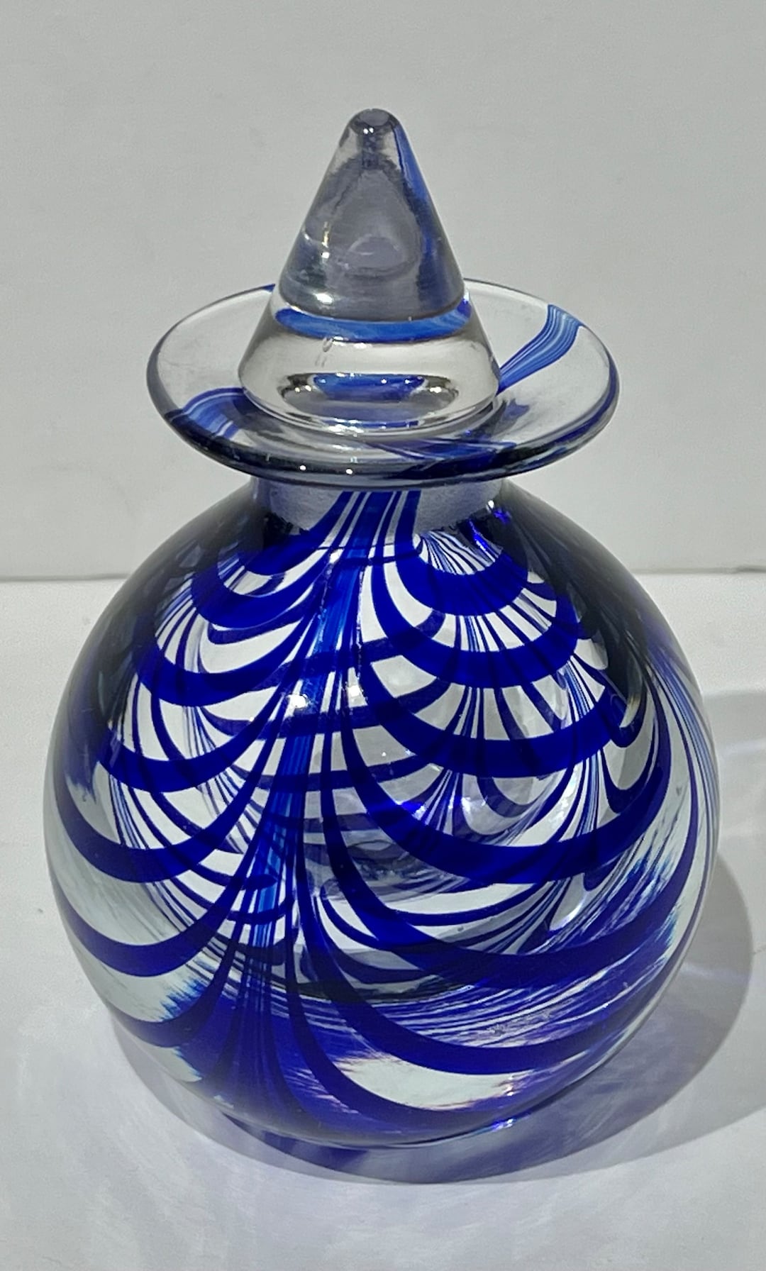 Museum Modern Art Glass Clear Cobalt Blue Swirl MMA 3.5 Inches - Etsy