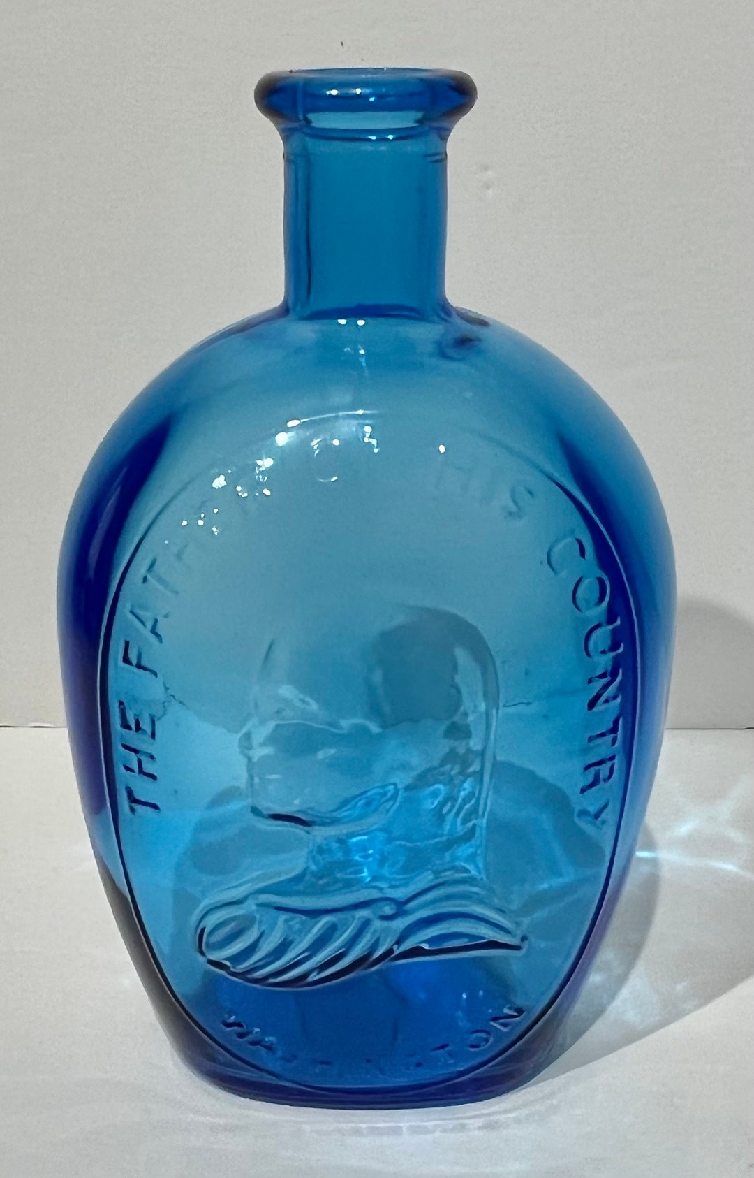 Vintage WHEATON GLASS BOTTLE George Washington Bottle Blue Vintage ...