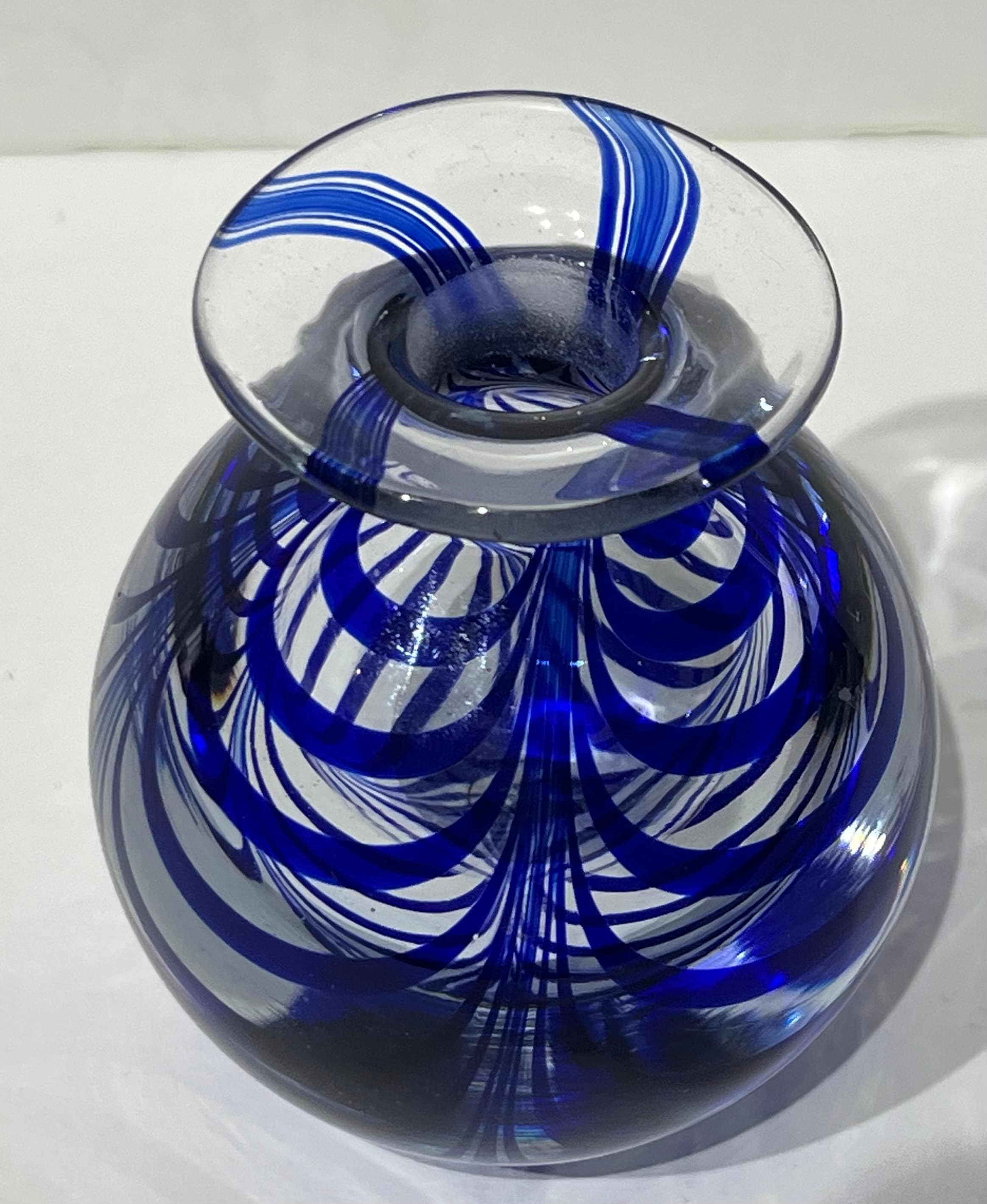 Museum Modern Art Glass Clear Cobalt Blue Swirl MMA 3.5 Inches - Etsy