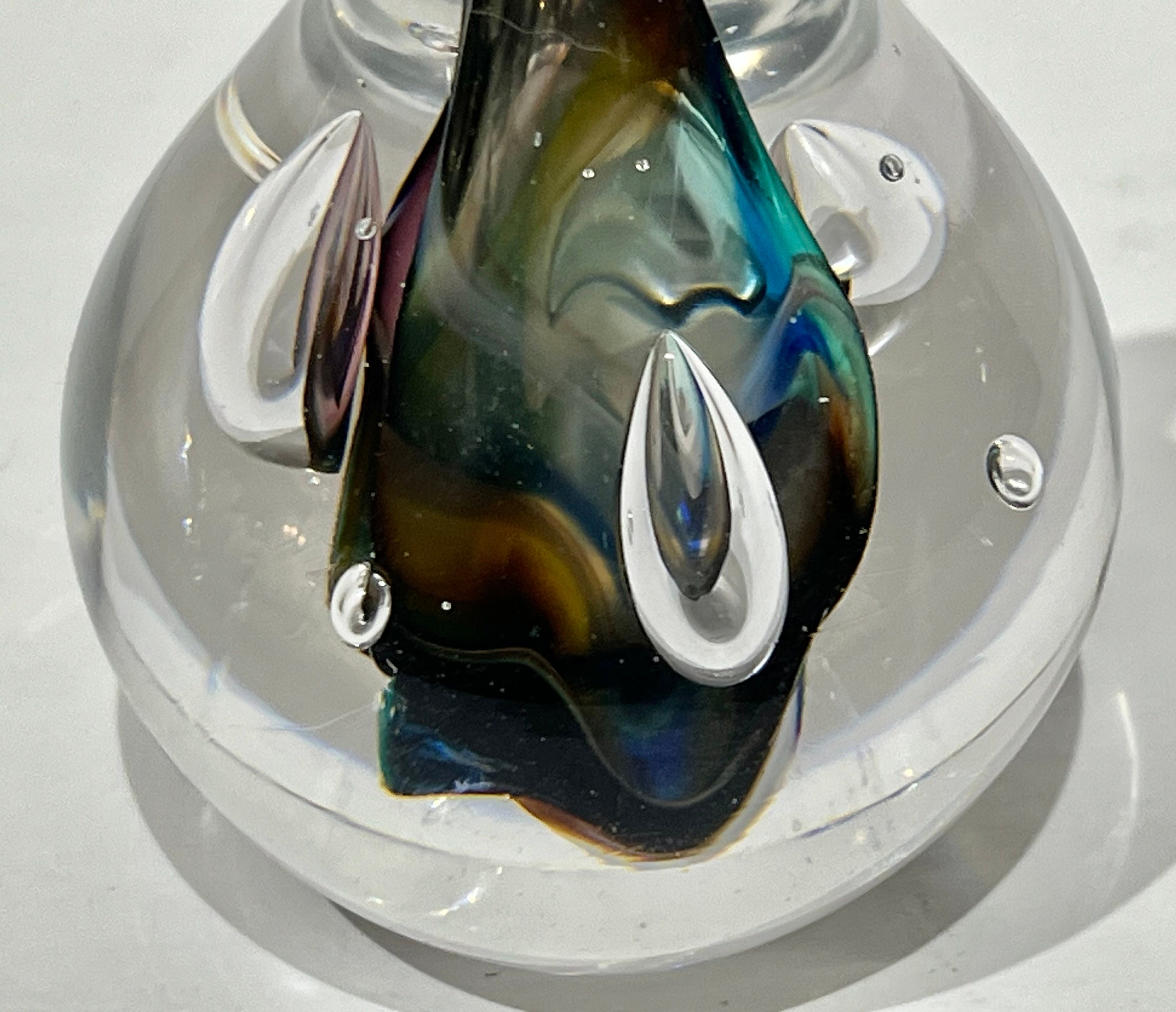 Rain Drop Art Glass Adam Jablonski Signed AJ Crystal Paperweight Purple ...