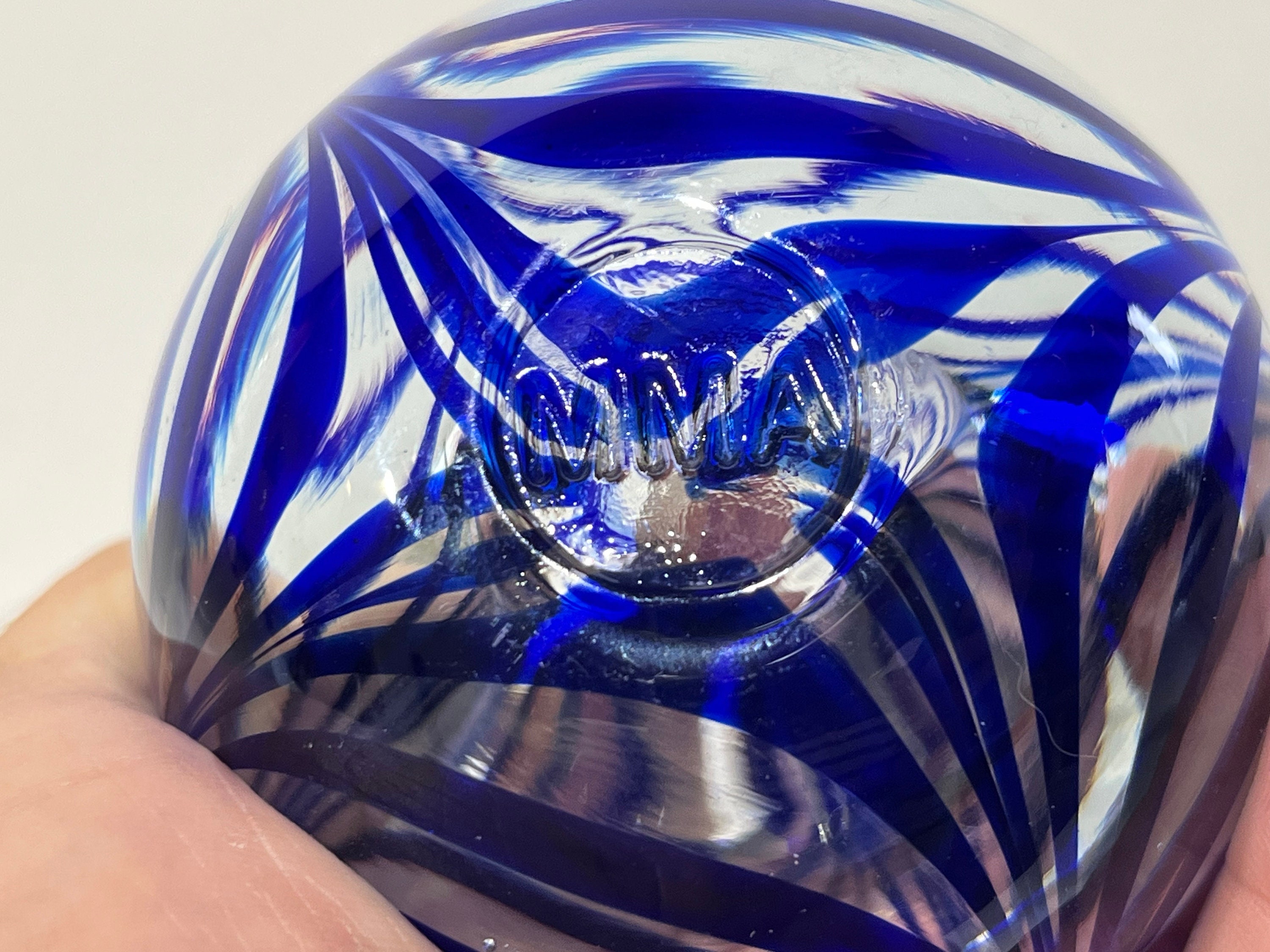 Museum Modern Art Glass Clear Cobalt Blue Swirl MMA 3.5 Inches - Etsy