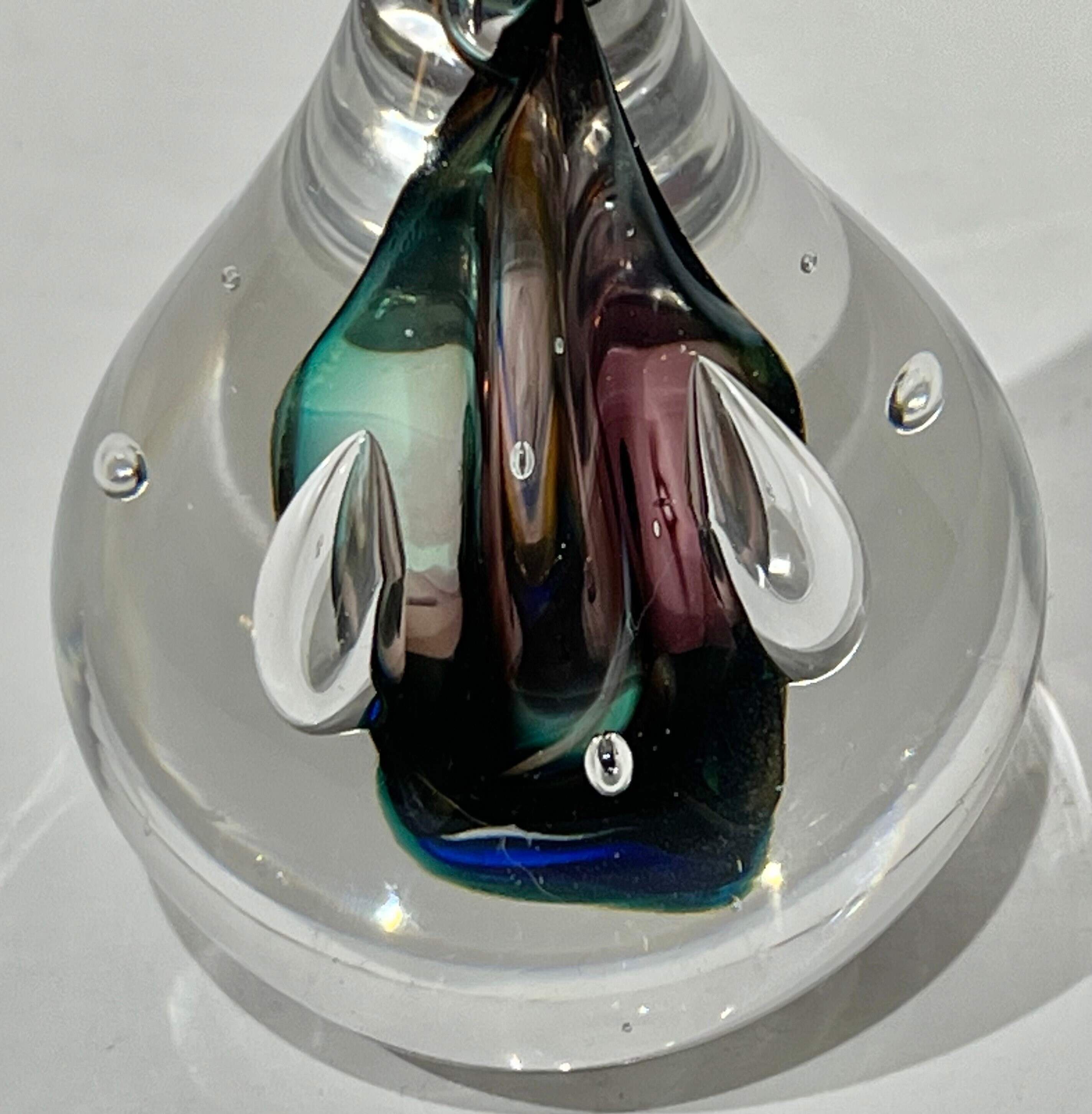 Rain Drop Art Glass Adam Jablonski Signed AJ Crystal Paperweight Purple ...