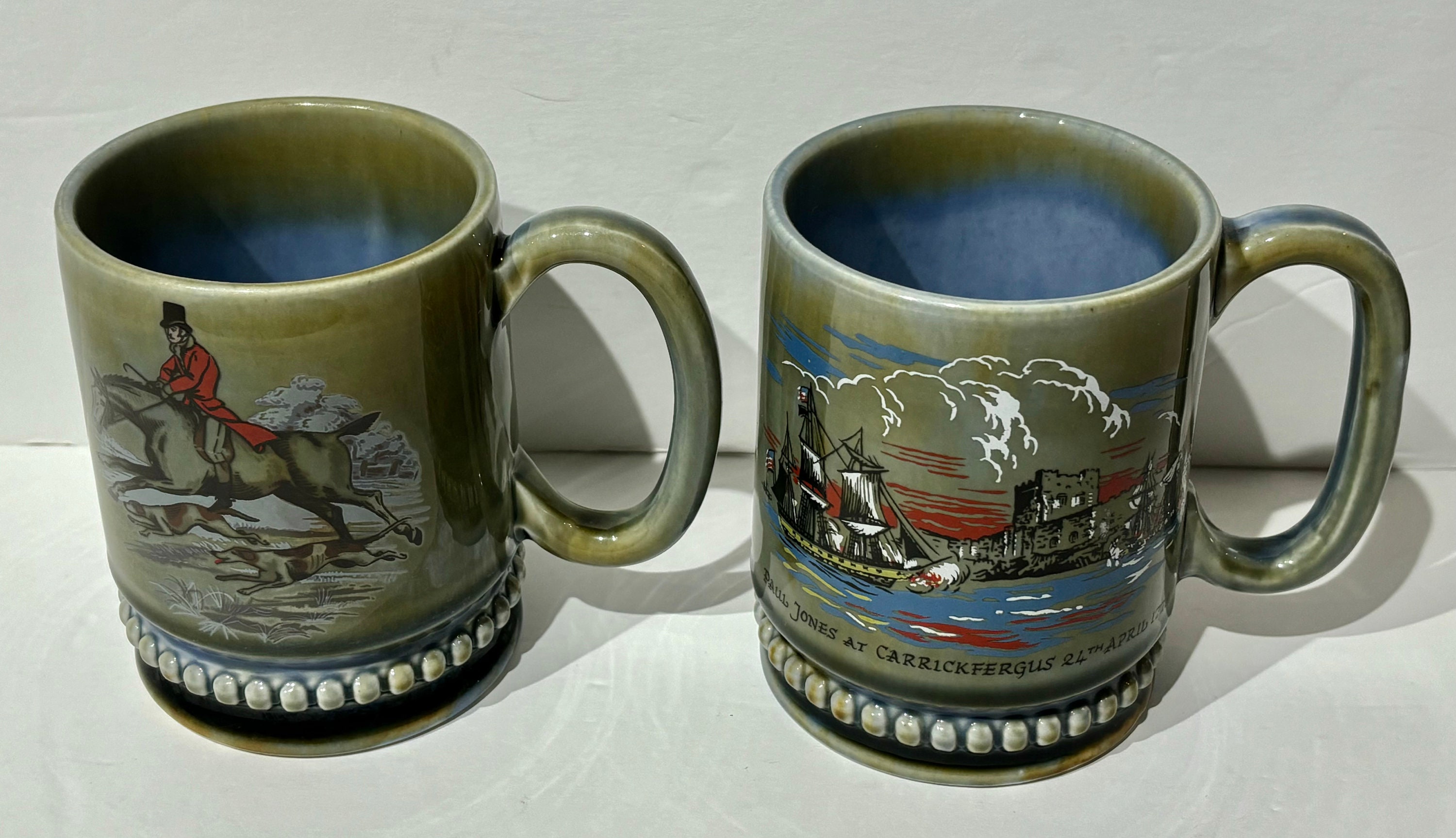 Vintage Wade Irish Porcelain Coffee Cup/mug Fox Hunt Horse Dogs Made in ...