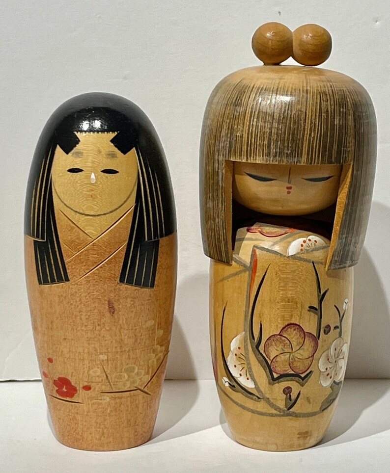 Vintage Japanese Kokeshi Dolls Set of 2 - Etsy