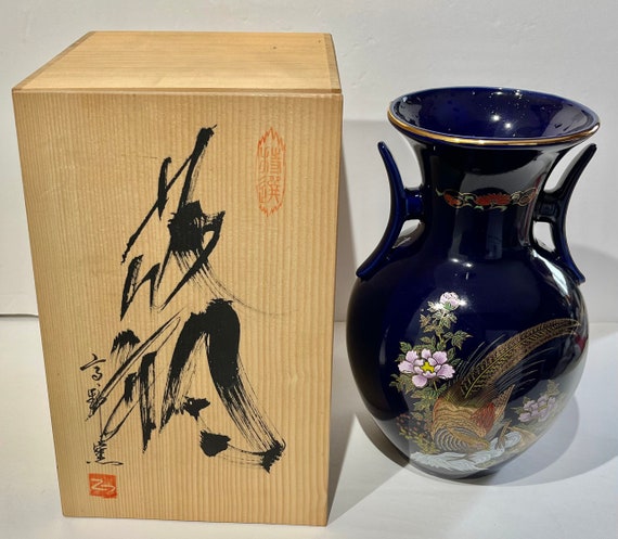 Cobalt Blue Japanese Vase Tajimi Pottery Japan Porcelain Vase | Etsy
