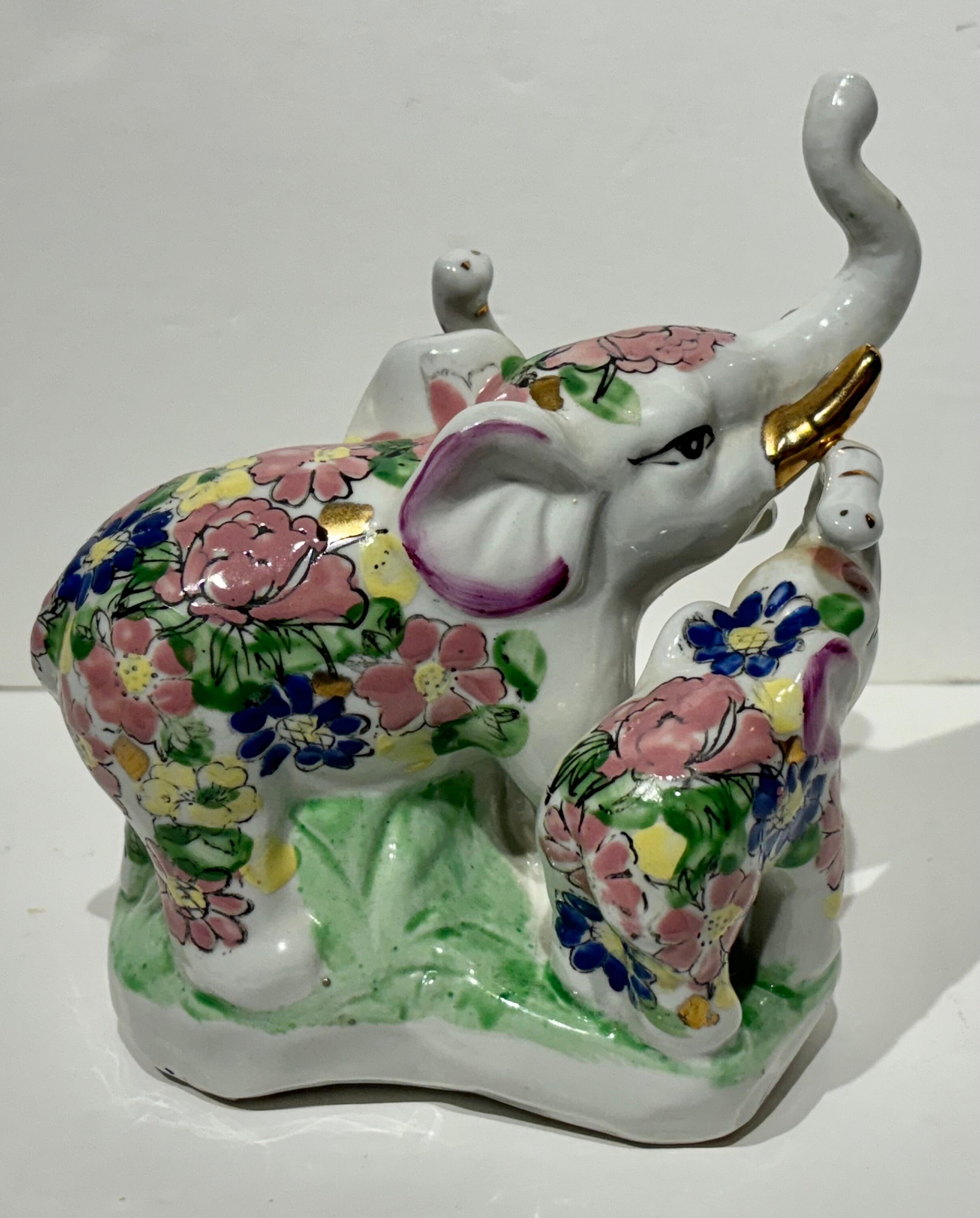 Antique Chinese Hand Painted Figurine Gold Gilt Porcelain Elephant - Etsy