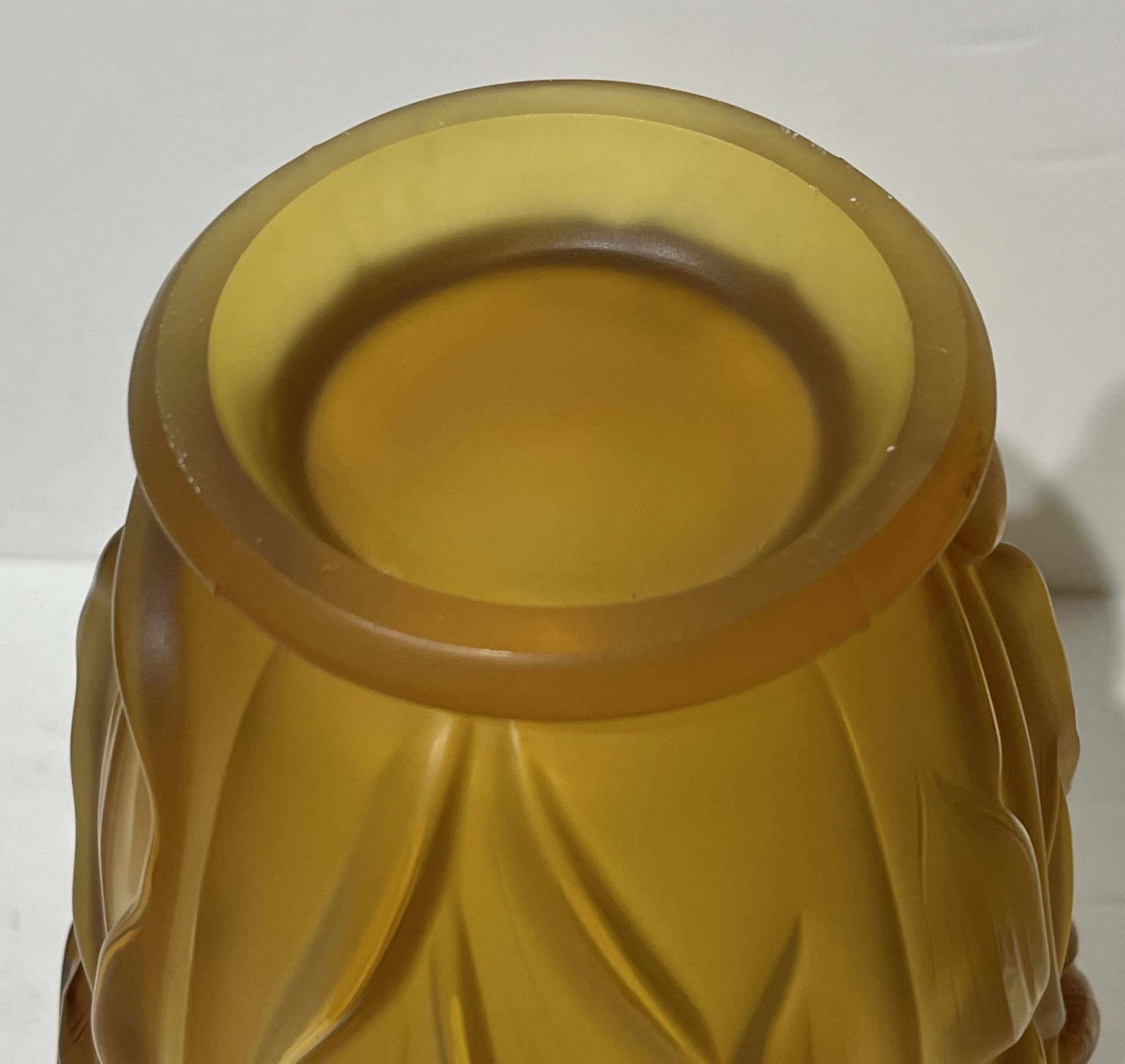 BAROLAC Artist Josef Inwald Antique Art Deco Amber Mat Glass Tulip Vase ...