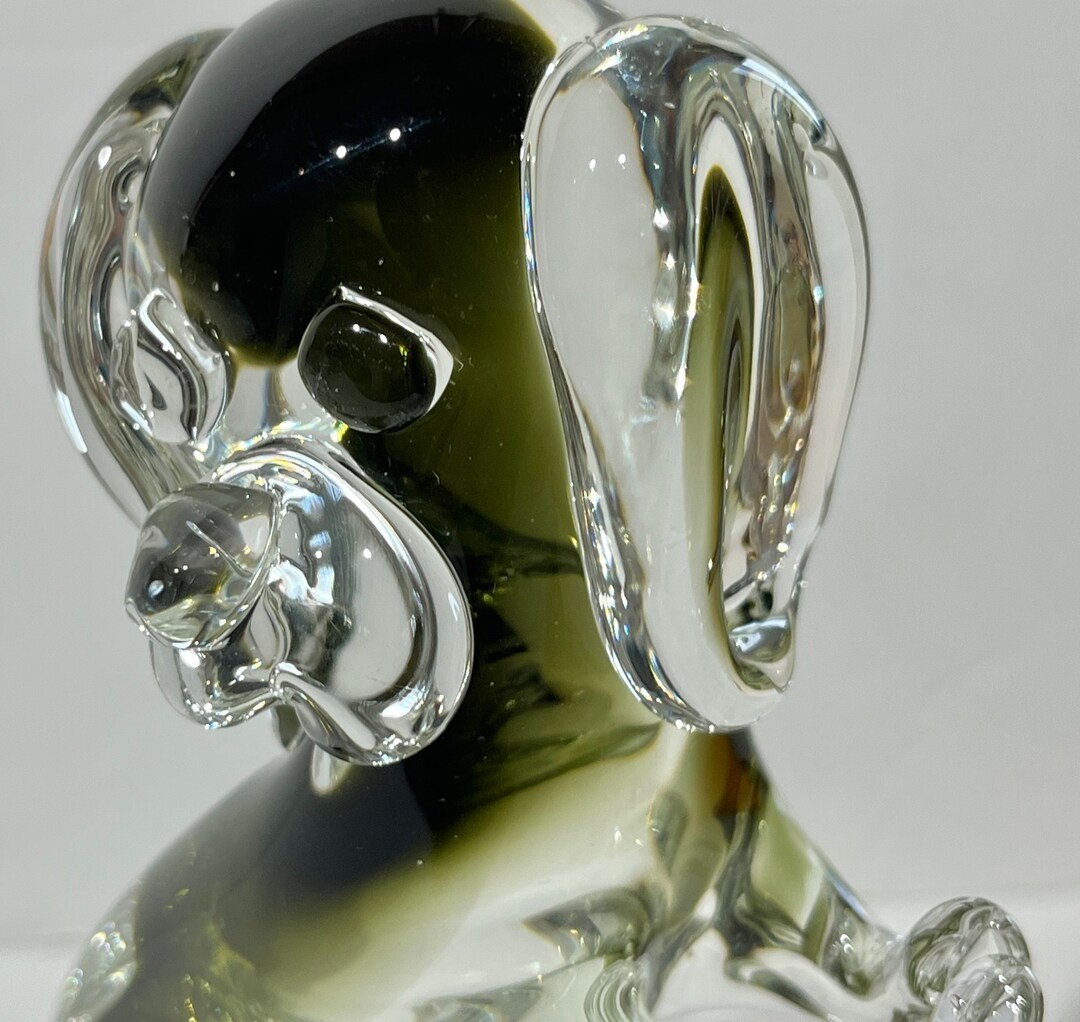 Blown Glass Puppy Clear and Green Murano? - Etsy
