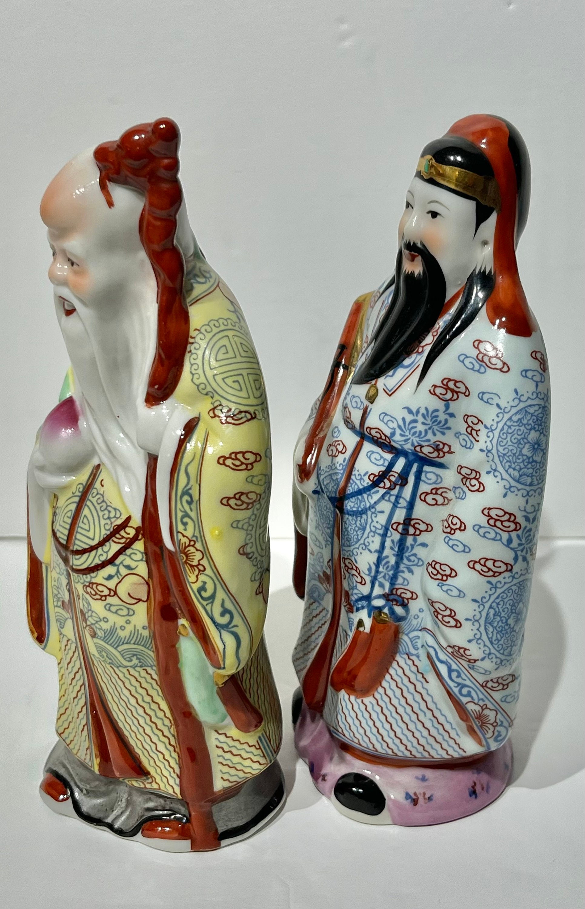 2 Chinese Deity Statues Immortal Figurines Hand Decorated Vintage ...