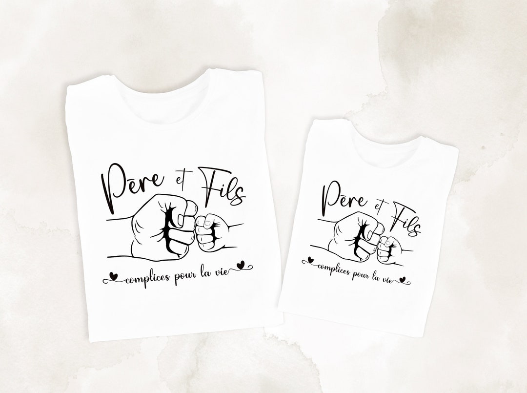 Duo T-Shirt Père Fils Assorti - Ensemble Tee-Shirt Adulte Enfant ...