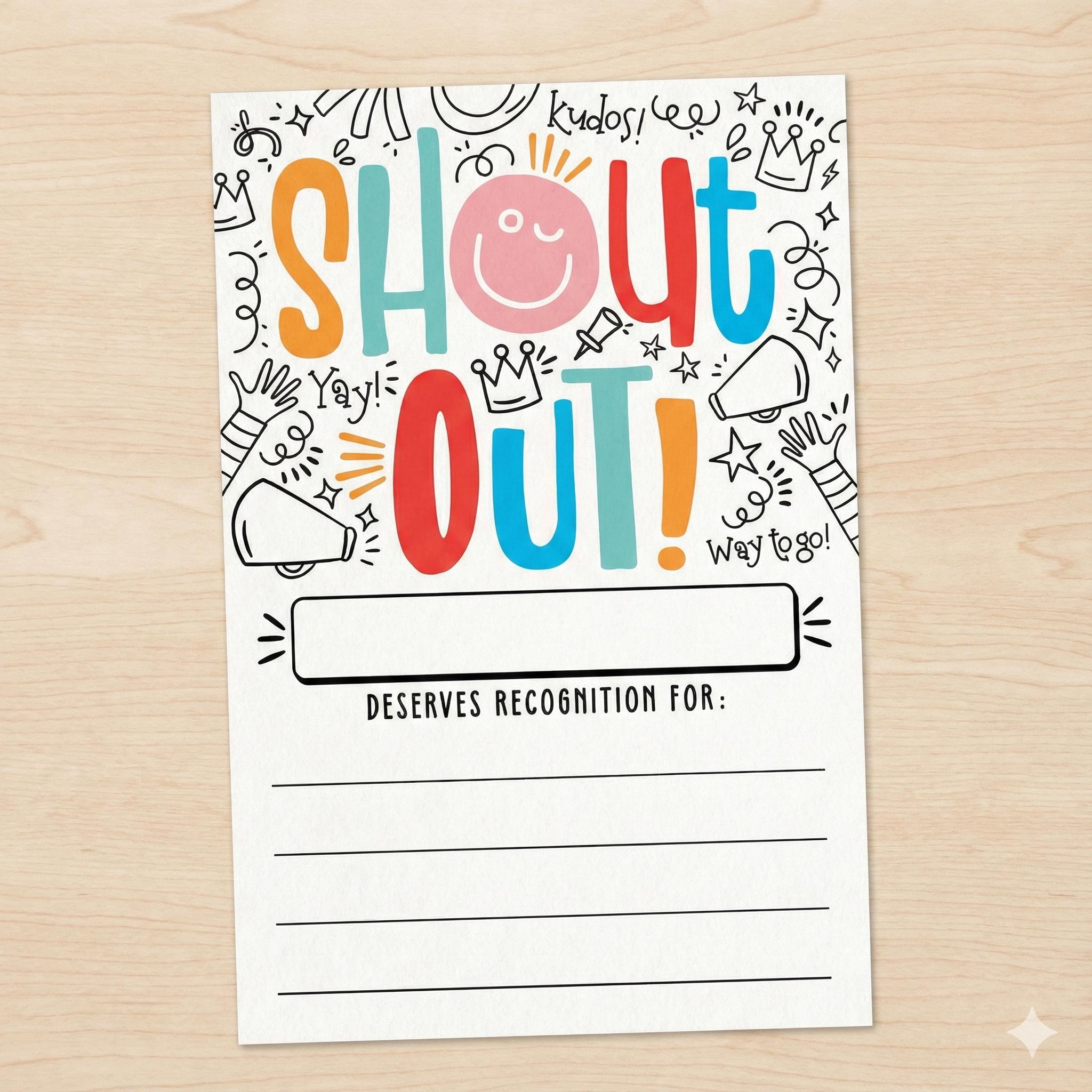 Shout Out Cards for Classroom, Teacher Encouragement Notes, Positive ...