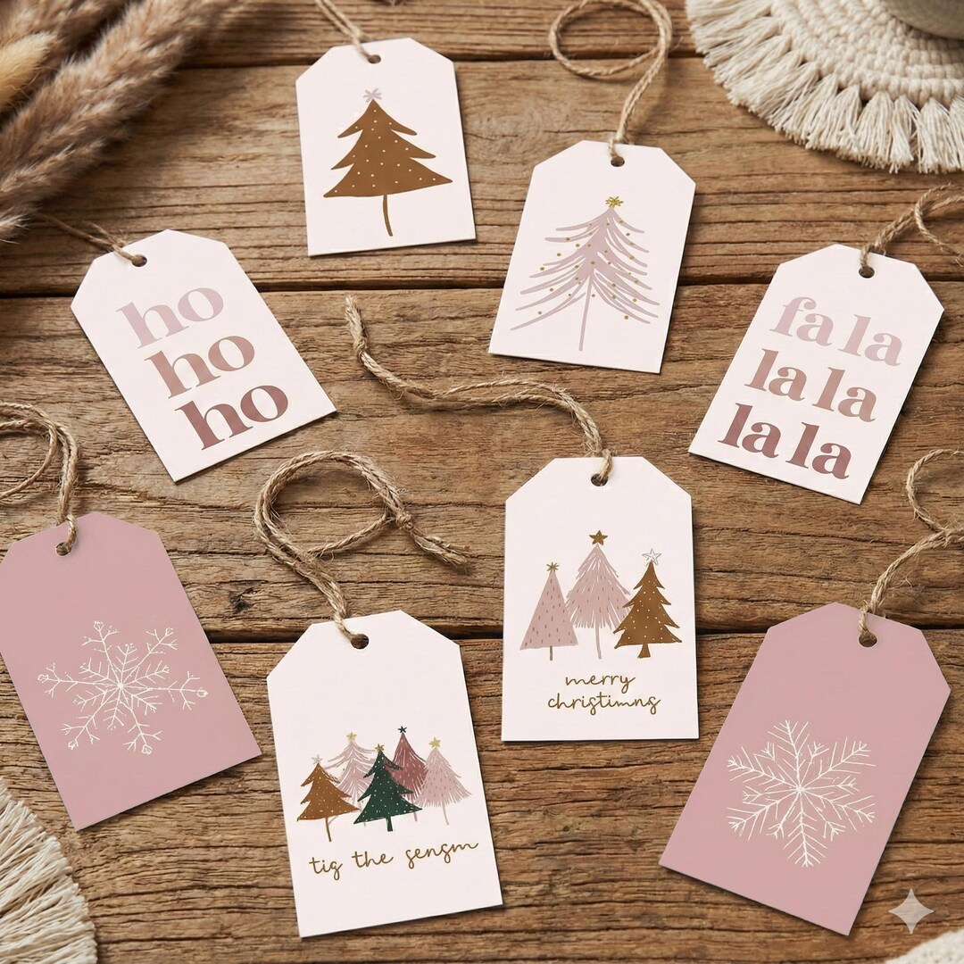 Boho Christmas Gift Tags, Minimalist Holiday Gift Tags Set, Neutral ...