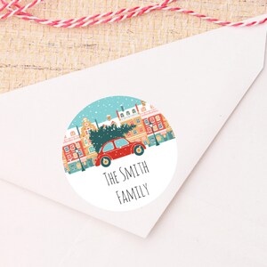 Custom Christmas Stickers, Round Christmas Tag, Vintage Holiday Sticker ...