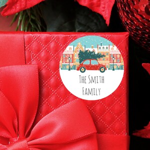 Custom Christmas Stickers, Round Christmas Tag, Vintage Holiday Sticker ...