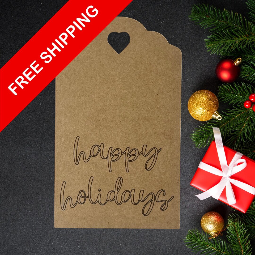 Happy Holidays Kraft Paper Gift Tag (12 Count) - Etsy