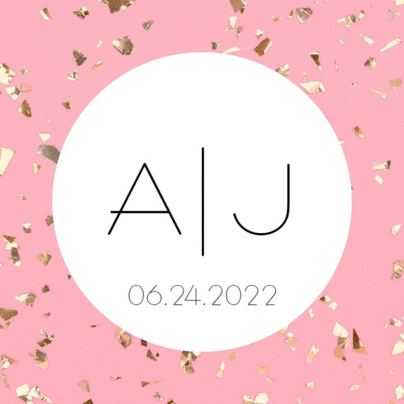 Custom Modern Wedding Date Sticker Monogram Wedding Sticker | Etsy