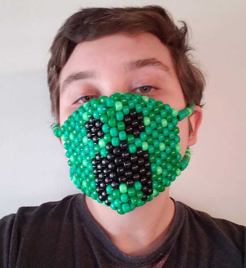 Minecraft Creeper Kandi Mask Fabric Lined Scenecore | Etsy