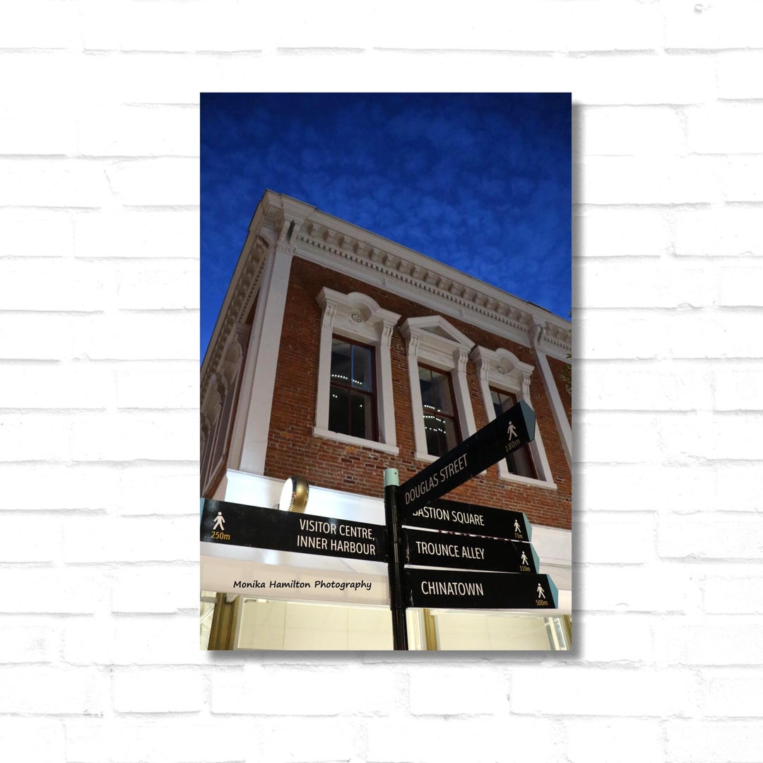 Victoria BC Street Signs Night Picture - Cityscape Photo or Canvas ...