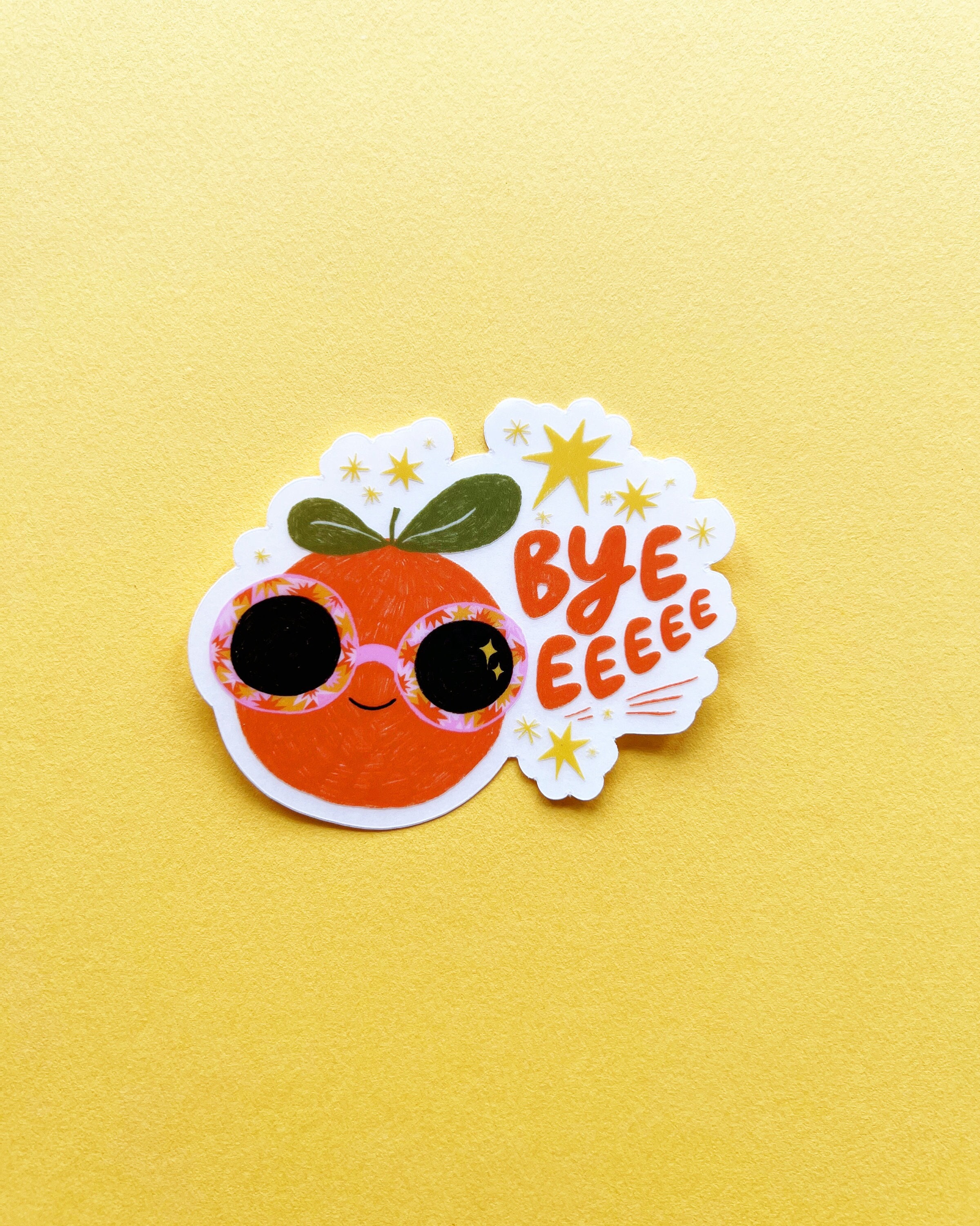 Byeee Orange Clear Sticker | Etsy