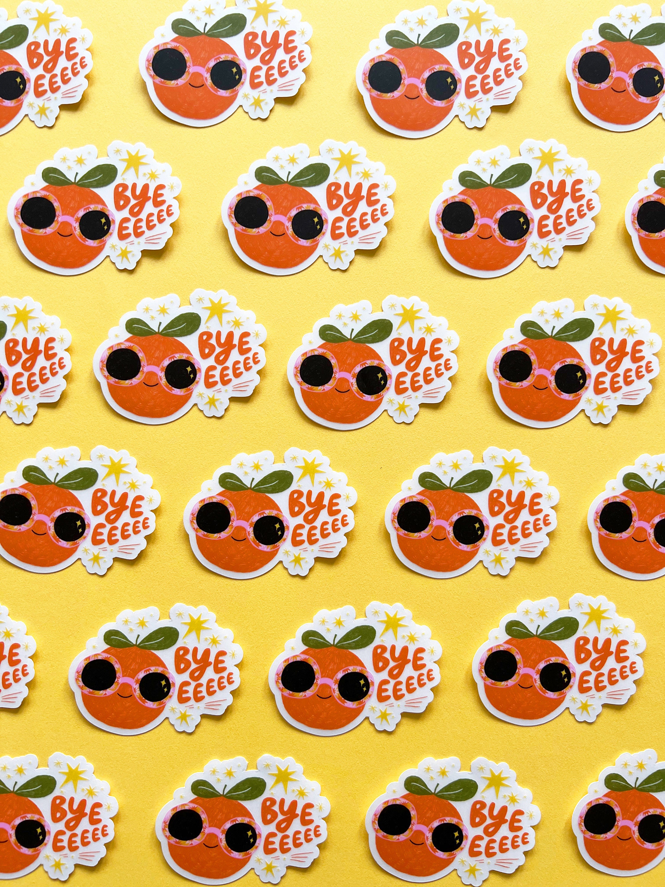Byeee Orange Clear Sticker | Etsy