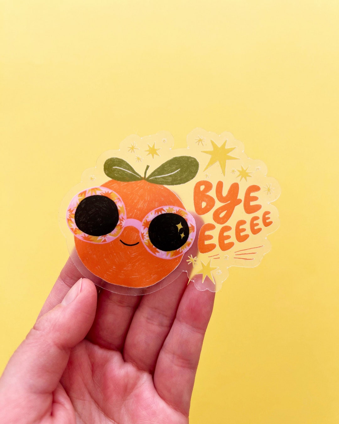 Byeee Orange Clear Sticker - Etsy