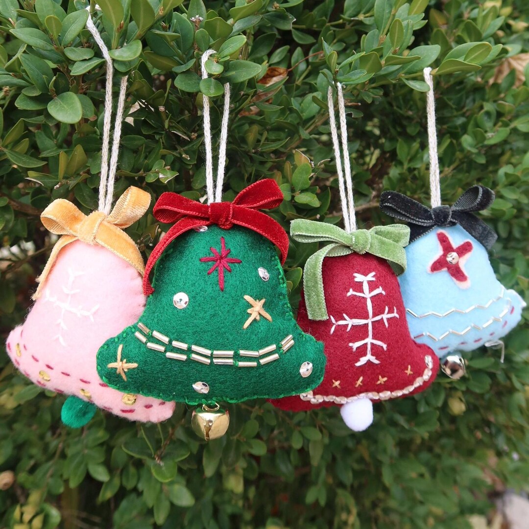 The Bell Ornament - Homemade Hand Embroidered Beaded Felt Bell Ornament ...