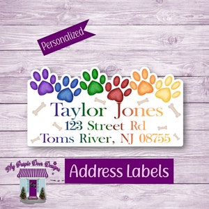 Dog Paws Return Address Labels, Personalized Mailing Address Stickers ...