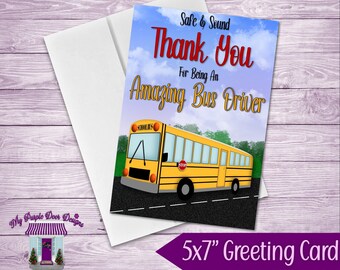 Bus Driver Thank You Card Lightweight Blank Inside Card School Thank ...