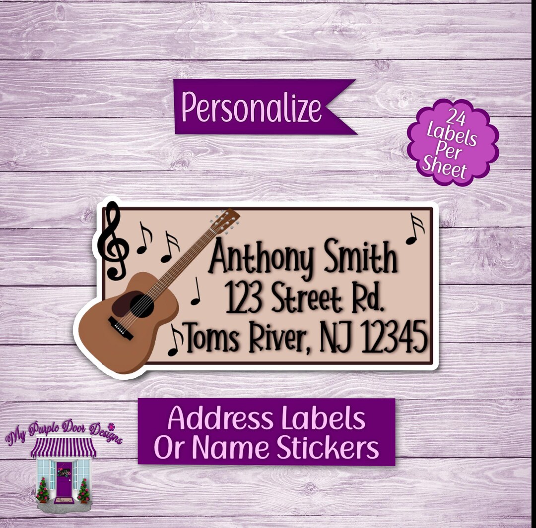 Return Address Labels, Guitar Music Personalized Mailing Address ...
