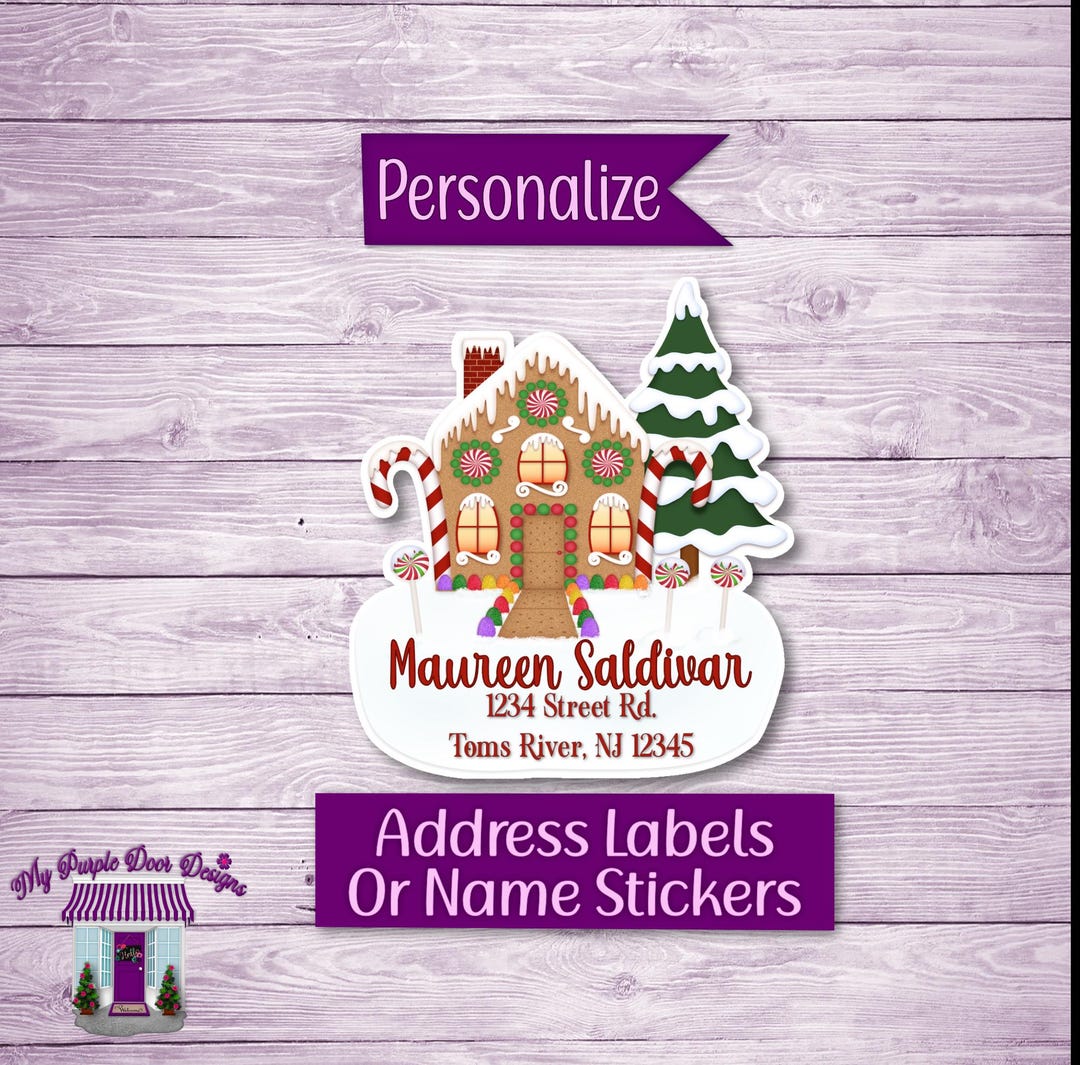 Gingerbread House Return Address Labels, Personalized Mailing Stickers ...