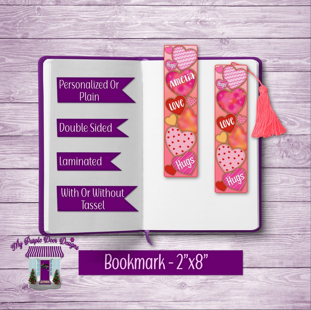 Bookmark Love Cookie Hearts Double Sided With or Without Tassel 8"x2 ...