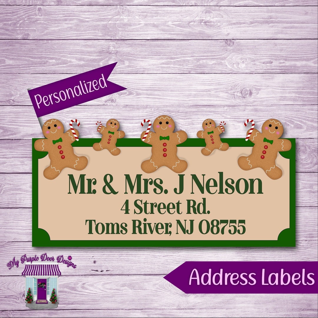 Return Address Labels, Gingerbread Men Personalized Mailing Address ...
