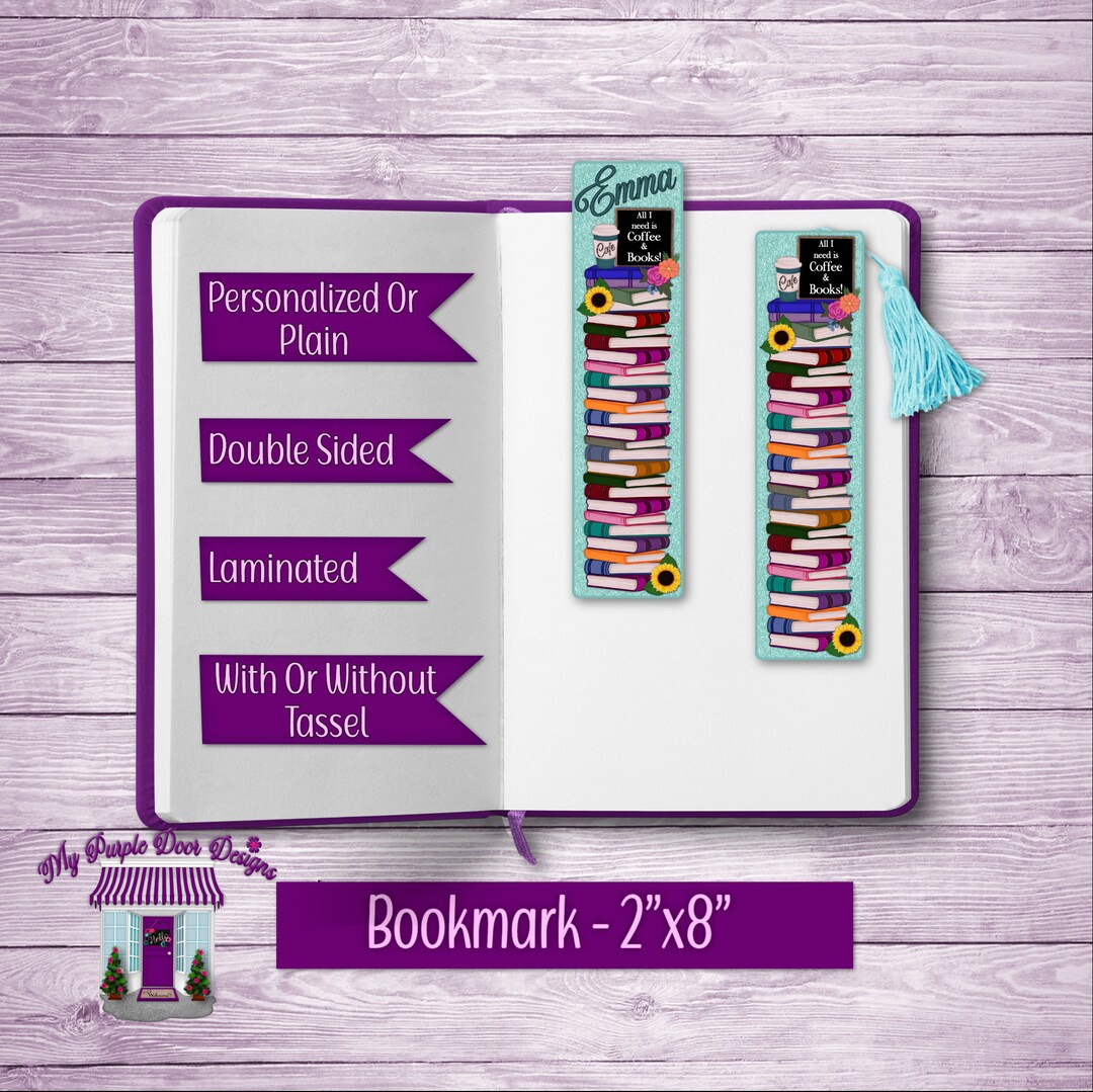 Bookmark Book Stack, Add Personalization, Double Sided With or Without ...