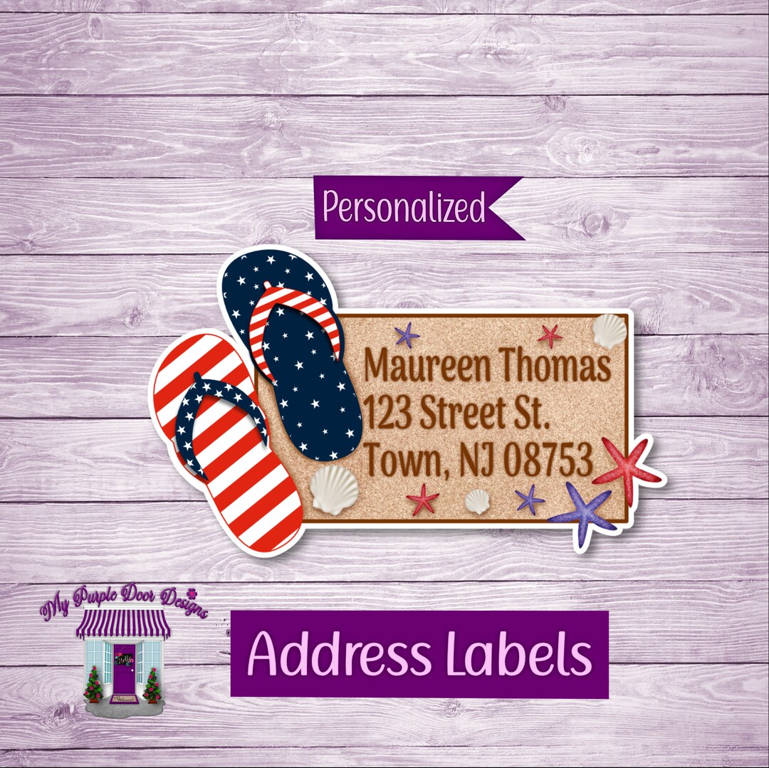 Return Address Labels, Flip Flops Beach Personalized Mailing Address ...