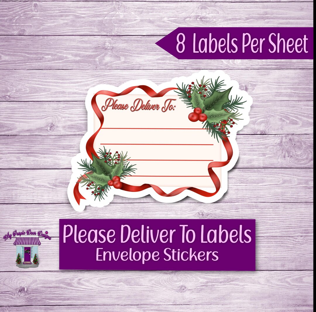 Christmas Holly Ribbon Lined "please Deliver To" Labels, Snail Mail ...