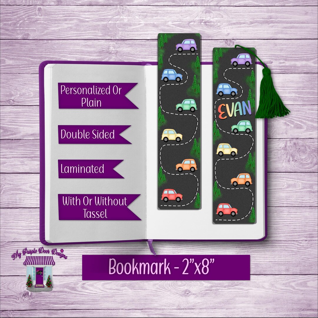 Little Car Bookmark, Personalized, Double Sided With or Without Tassel ...