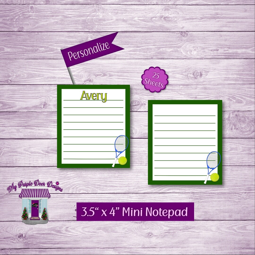 Mini Tennis Notepad 3.5"x 4" Personalized Note Pad, Small to Do List ...
