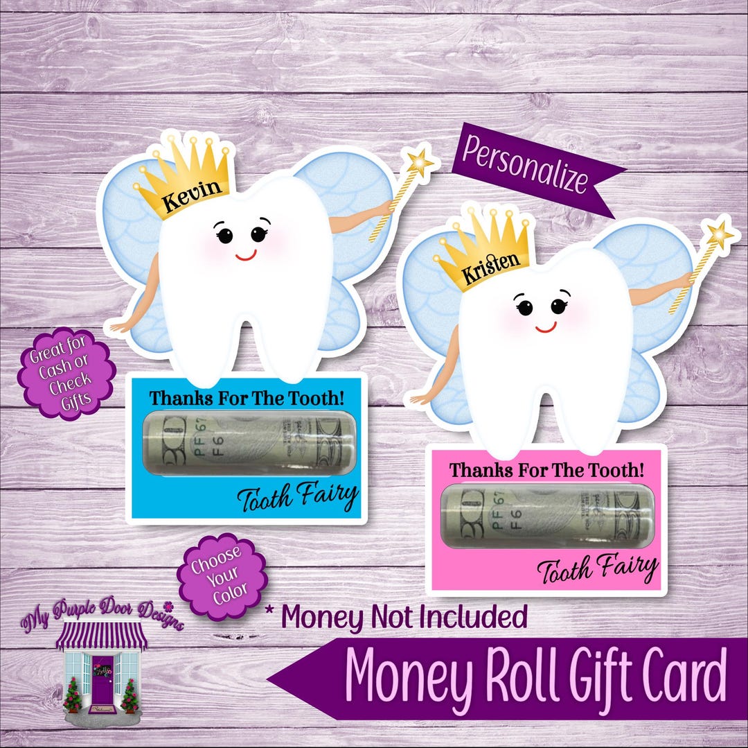 Tooth Fairy Personalized Money Roll up Cash / Check Gift Holder, Kids ...