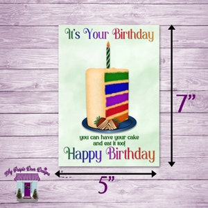 Birthday Card, Happy Birthday Cake Greeting Card, 5x7" Card With ...