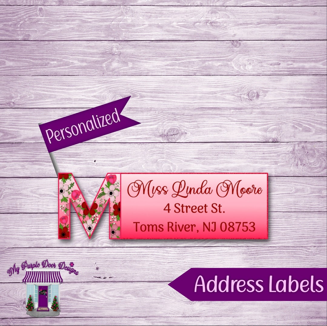 Floral Initial Personalized Mailing Address Stickers, Custom Shipping ...