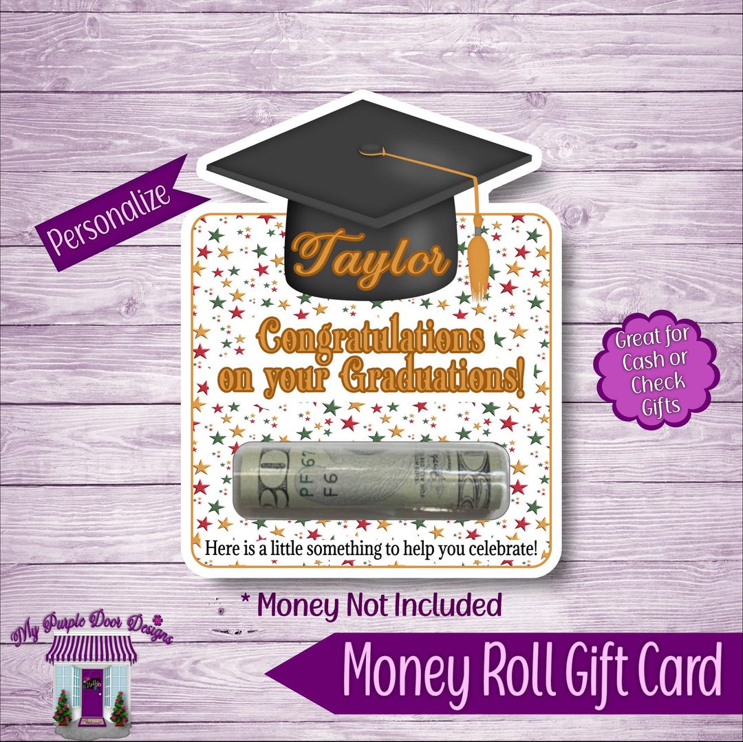 Graduation Cap Personalized Money Roll up Cash / Check Holder, Money ...