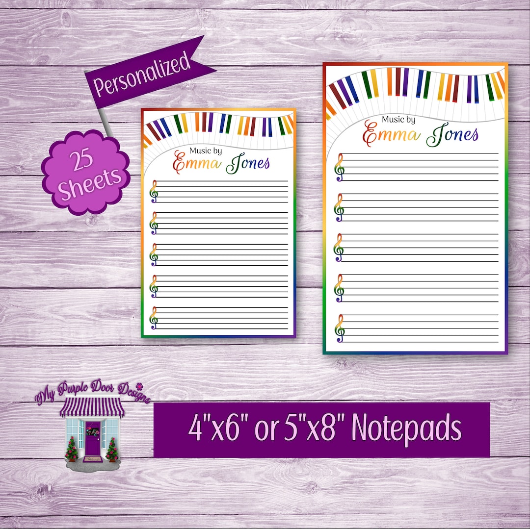 Personalized Piano Sheet Music Notepad Custom Memo Pad for Music Lovers ...